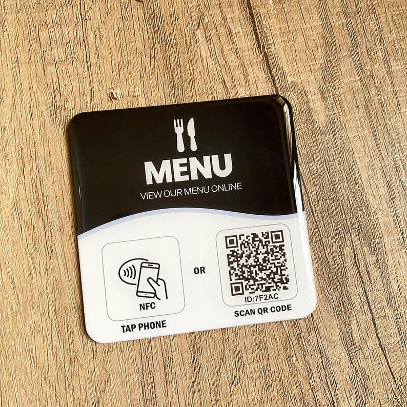 3.93inch X 3.93inch QR Code NFC Menu Plate Digital Menu Sticker Round ...