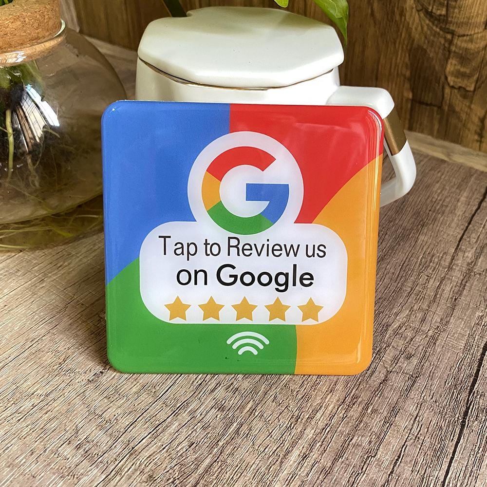 3.93x3.93 Google Review Plate for Business NFC Tap Google Review Sign ...