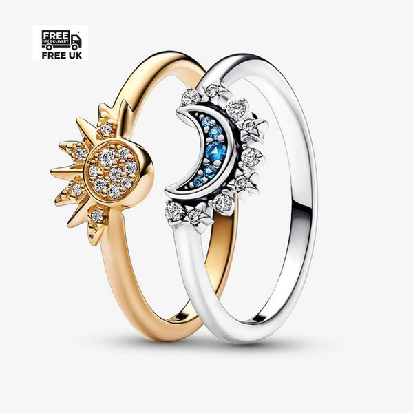 Sun and Moon Ring Set - Etsy