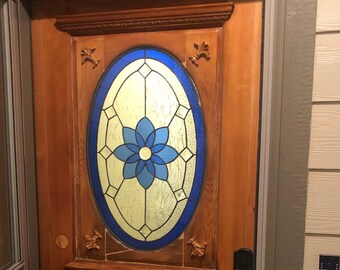 Art Deco, Blue Glass, Stained Glass Panel, Window Panel, Mission - Etsy