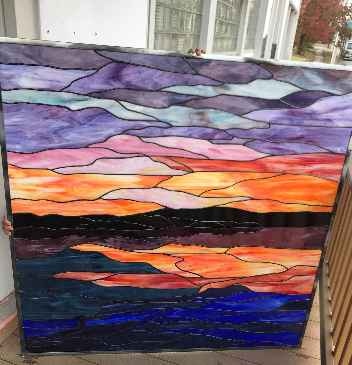 Personalized Stained Glass Window W-416 Sunset at the Beach - Etsy