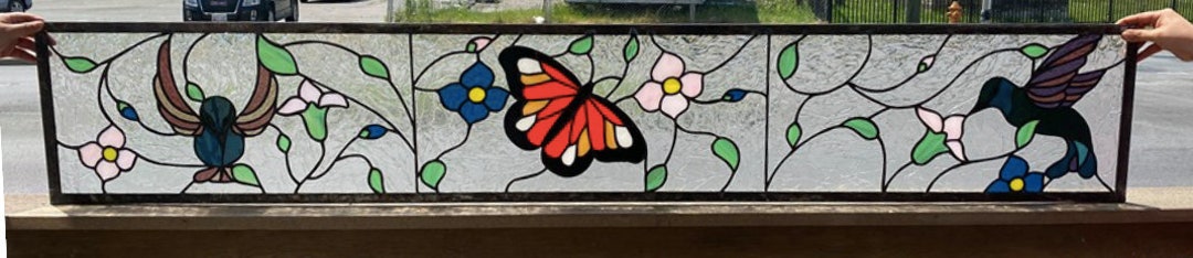 Stained Glass Transom Window - TW-272 Flying in the Garden - Etsy