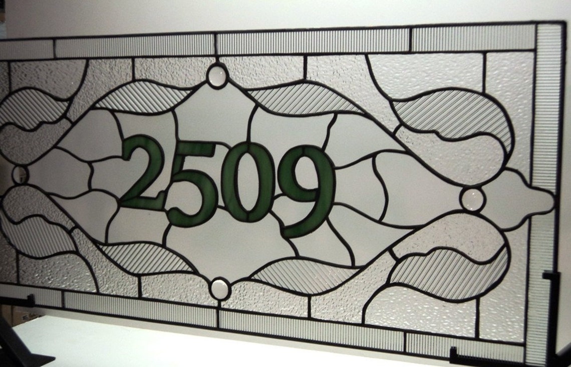 Stained Glass Address Marker AM-37 Traditional Design With - Etsy
