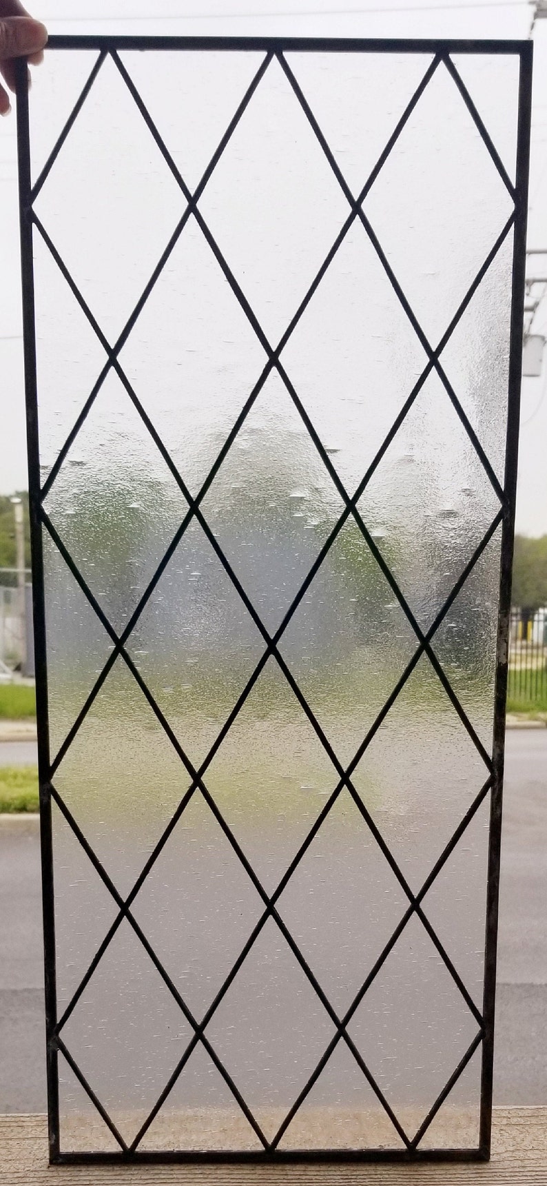 Timeless Tudor Texture: Clear Diamond Leaded Stained Glass Cabinet ...