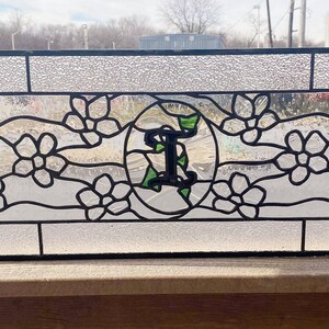 Stained Glass Transom Window - TW-163 Floral Monogram - Etsy