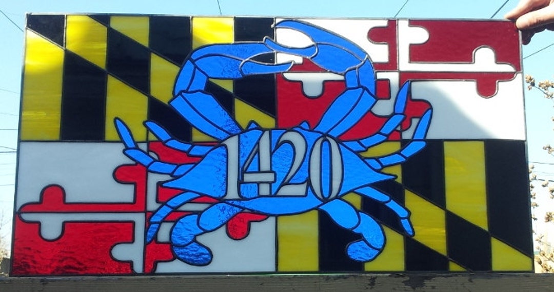 Stained Glass Address Marker - AM-184- "maryland Symbols Ii" - Etsy