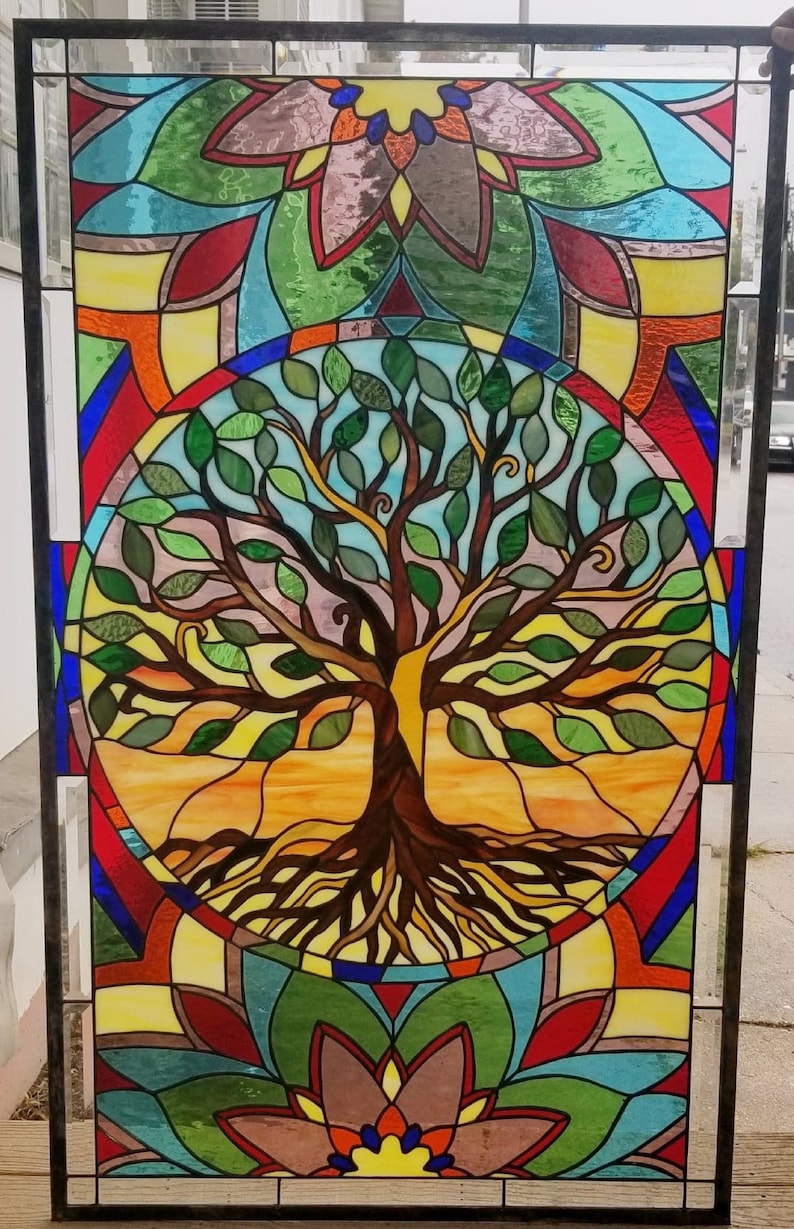 Stained Glass Hanging Panel P-299 Tree of Life - Etsy