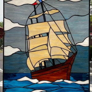 Stained Glass Window W-485 Pirate Ship - Etsy