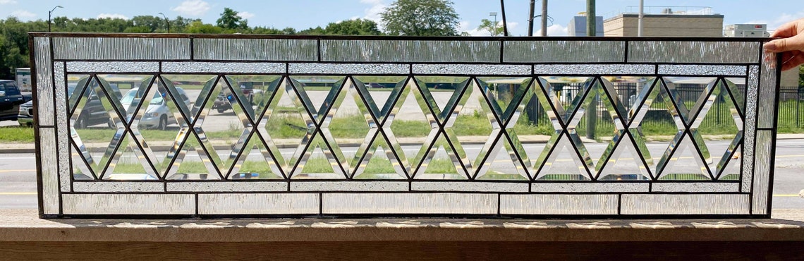 Stained Glass Transom Window TW-168 Beveled Diamonds - Etsy
