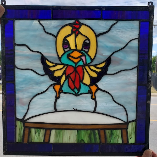 Stained Glass Chicken Wall Hanging - Etsy