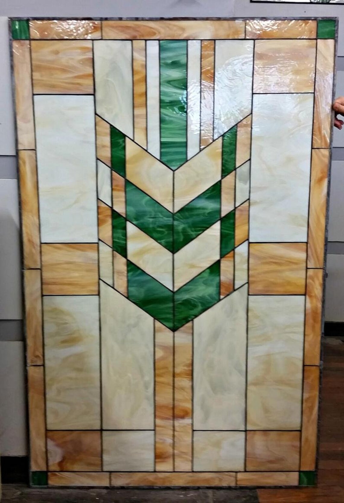 Stained Glass Windows W-128 Craftsman in Opals - Etsy