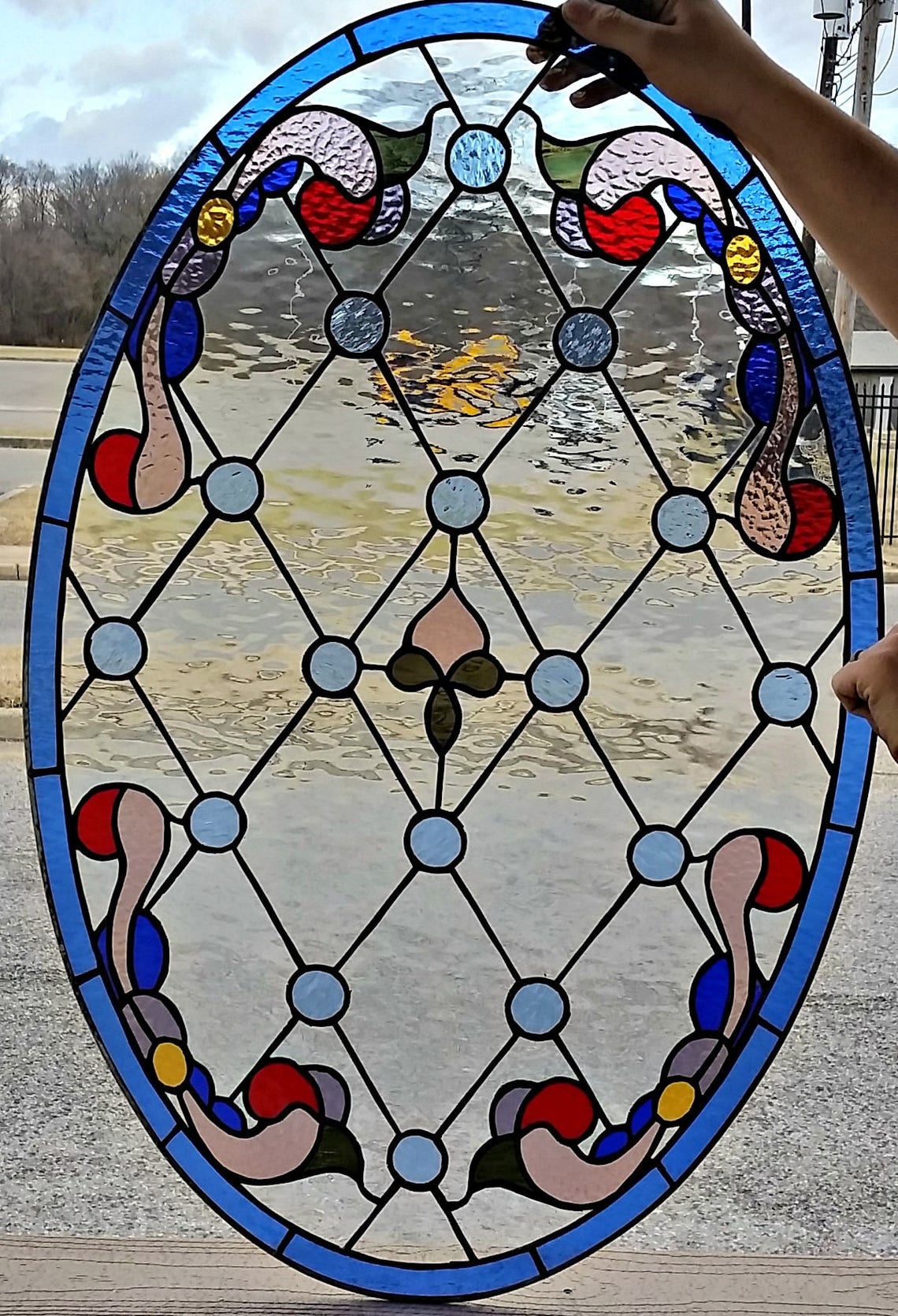 Stained Glass Window W-203 Elegant Oval - Etsy UK
