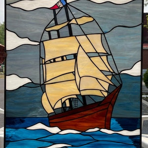 Stained Glass Window W-485 Pirate Ship - Etsy