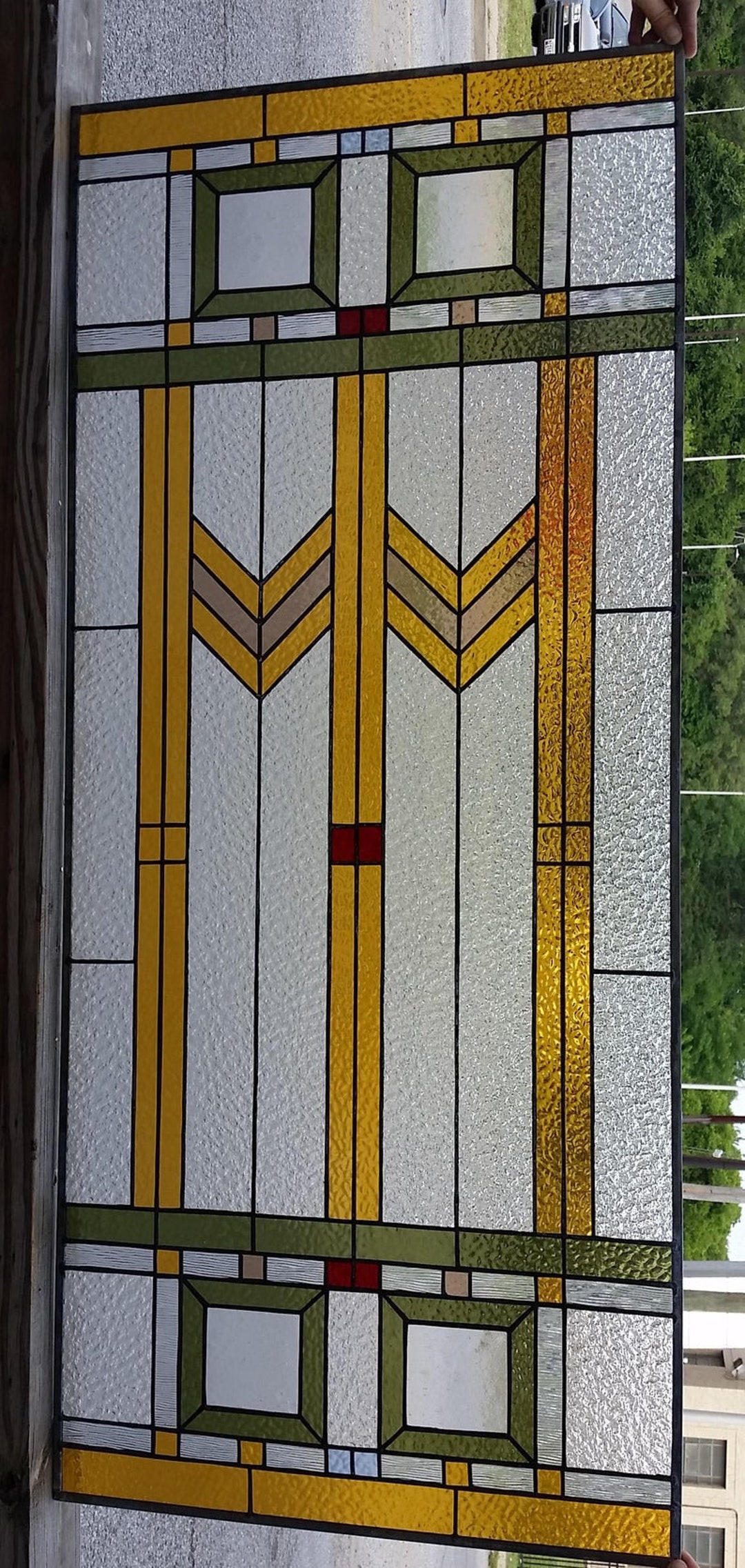 Stained Glass Window - W-155 Mission Style in Earth Tones - Etsy