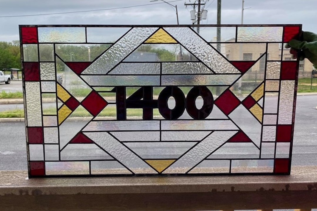 Stained Glass Address Marker - AM-228 Clear Mission Style - Etsy