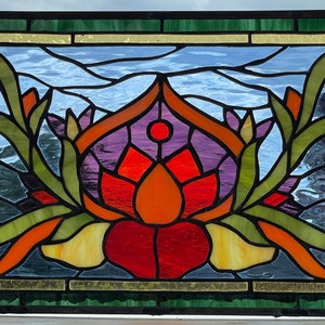Stained Glass Window - W-490 Victorian Lotus - Etsy