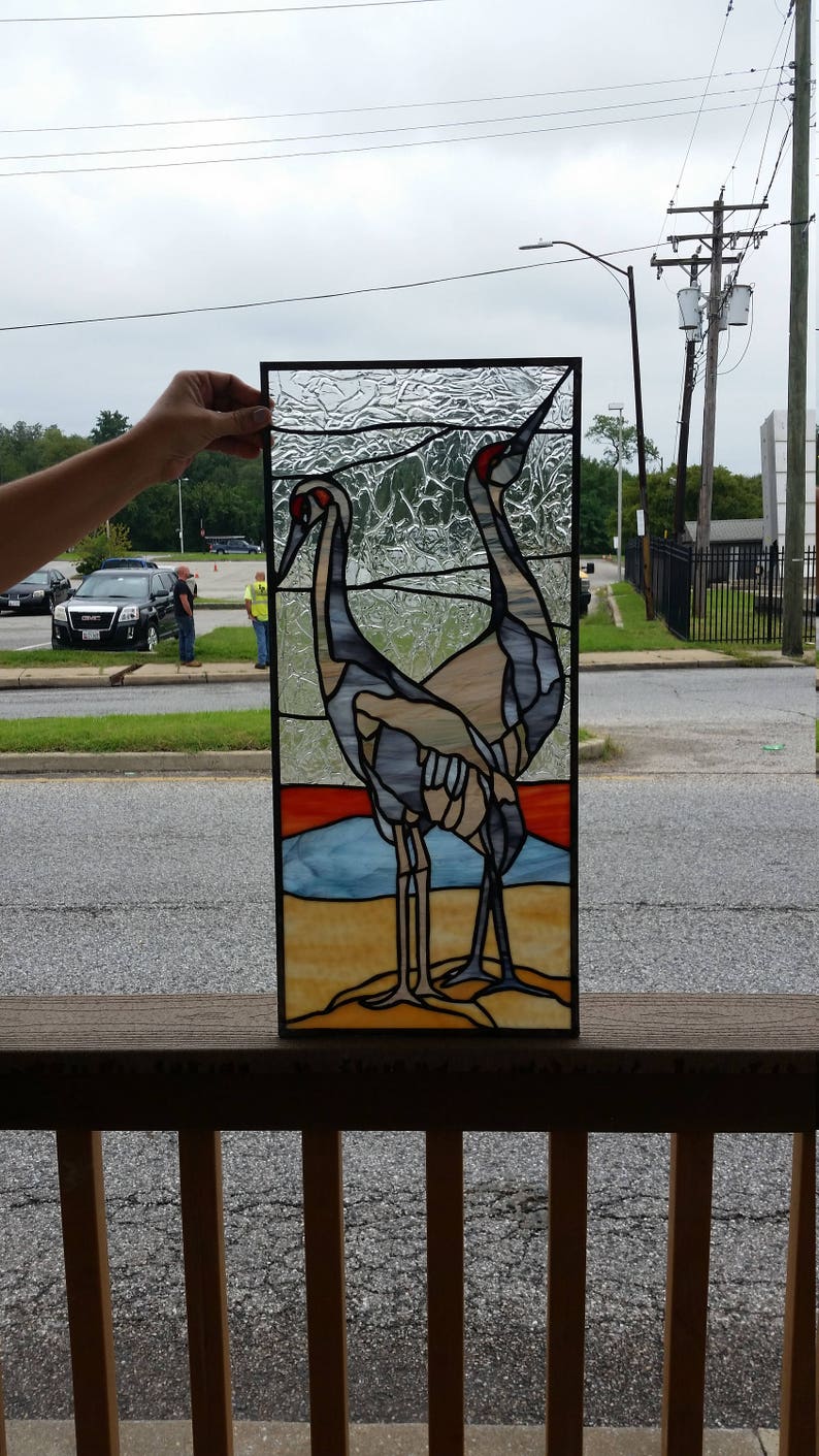 Stained Glass Cabinet Inserts CI-44 Sand Hill Cranes - Etsy
