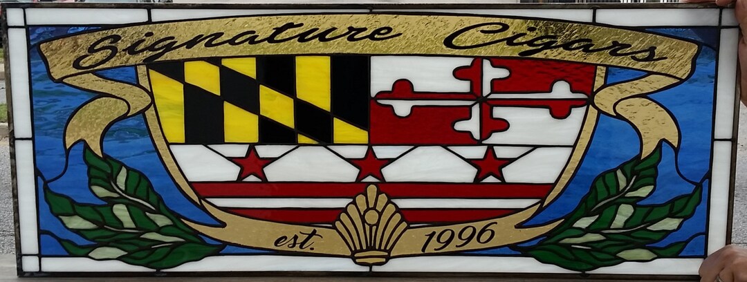 Stained Glass Panel - P-56 - Signature Cigars - Etsy