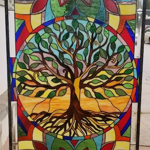 Stained Glass Hanging Panel - P-299 Tree of Life - Etsy