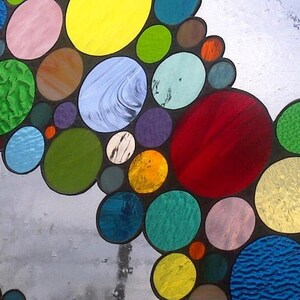 Stained Glass Window - W-10 Flowing Wave of Colorful Bubbles - Etsy