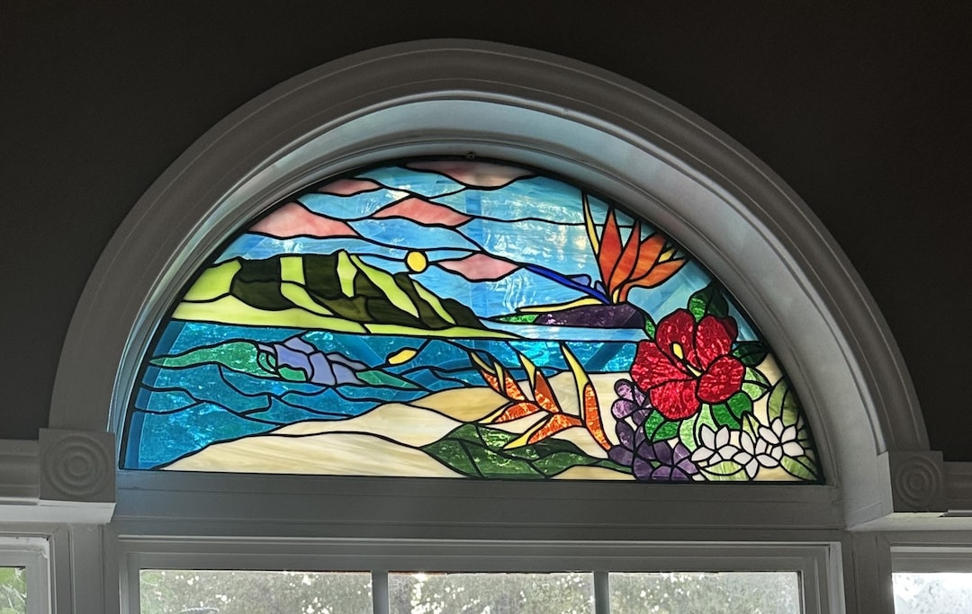 Stained Glass Transom Window - TW-338 Tropical Beach - Etsy