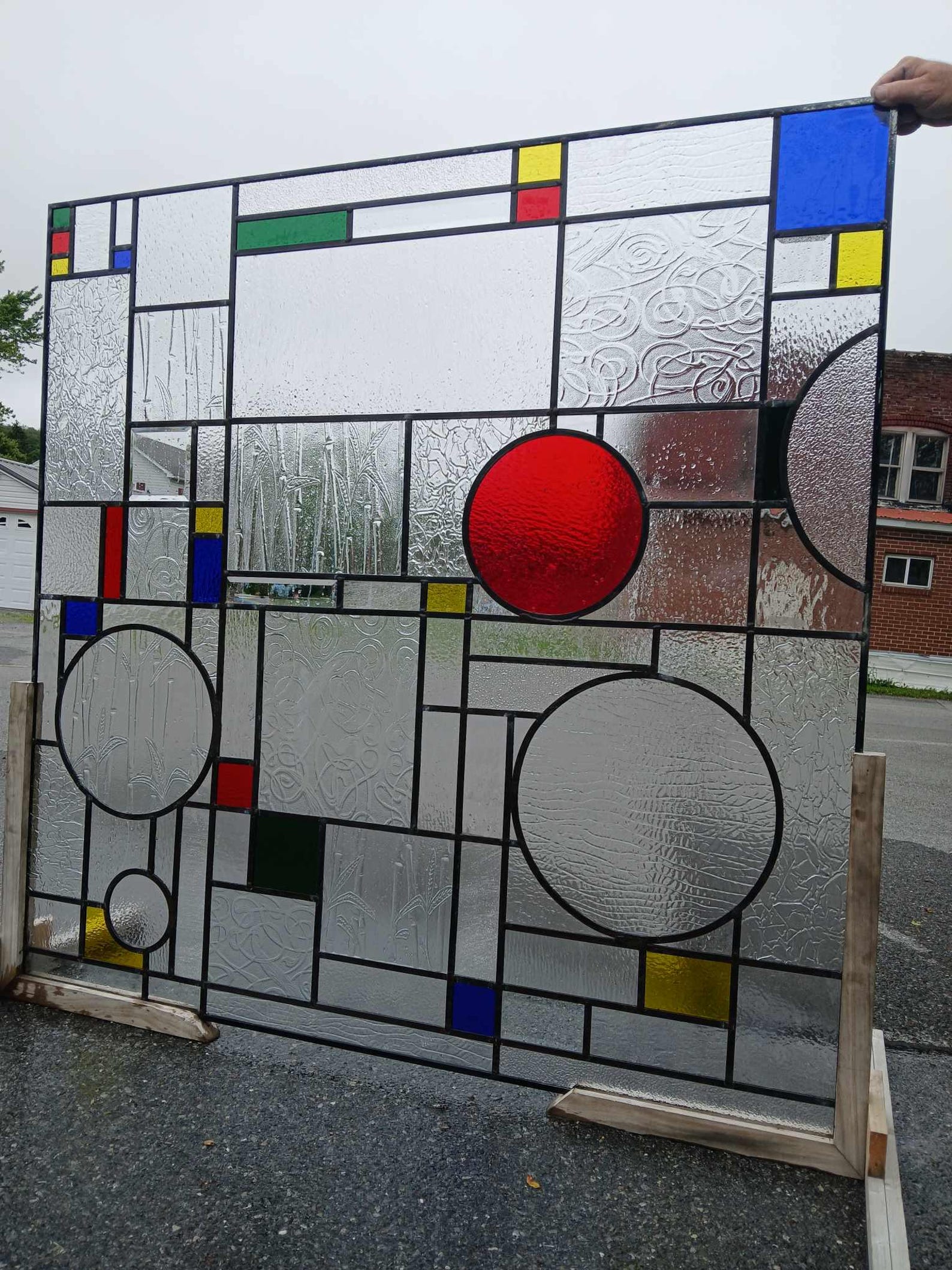 The Mondrian Mosaic Room Divider Stained Glass Hanging Panel Arts ...