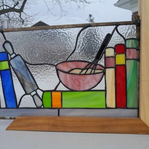 X-16 Baking and Cookbooks Stained Glass Hanging Window Panel Rolling ...