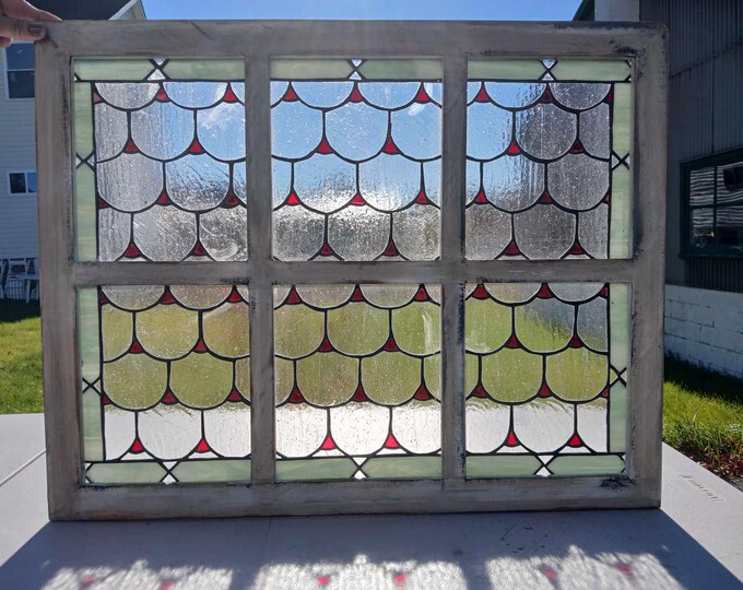Stained Glass Window Vintage Fish Scales With Wood Frame RB-305 - Etsy