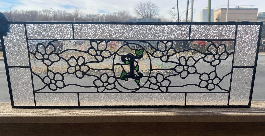 Stained Glass Transom Window - TW-163 Floral Monogram - Etsy