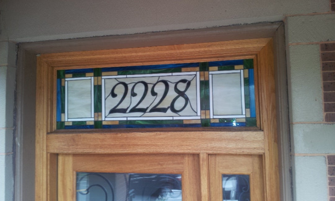 Prairie Mission Style Address Transom Emerald & Sapphire House Number ...