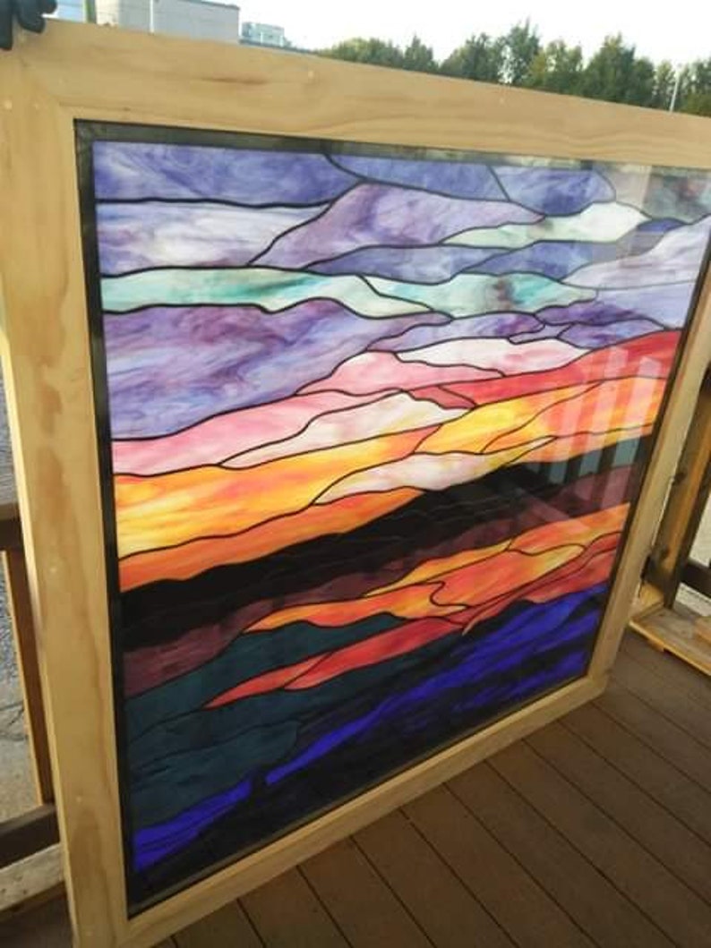 Personalized Stained Glass Window W-416 Sunset at the Beach - Etsy