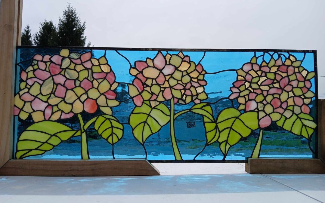Stained Glass Window Hydrangeas W-529 - Etsy