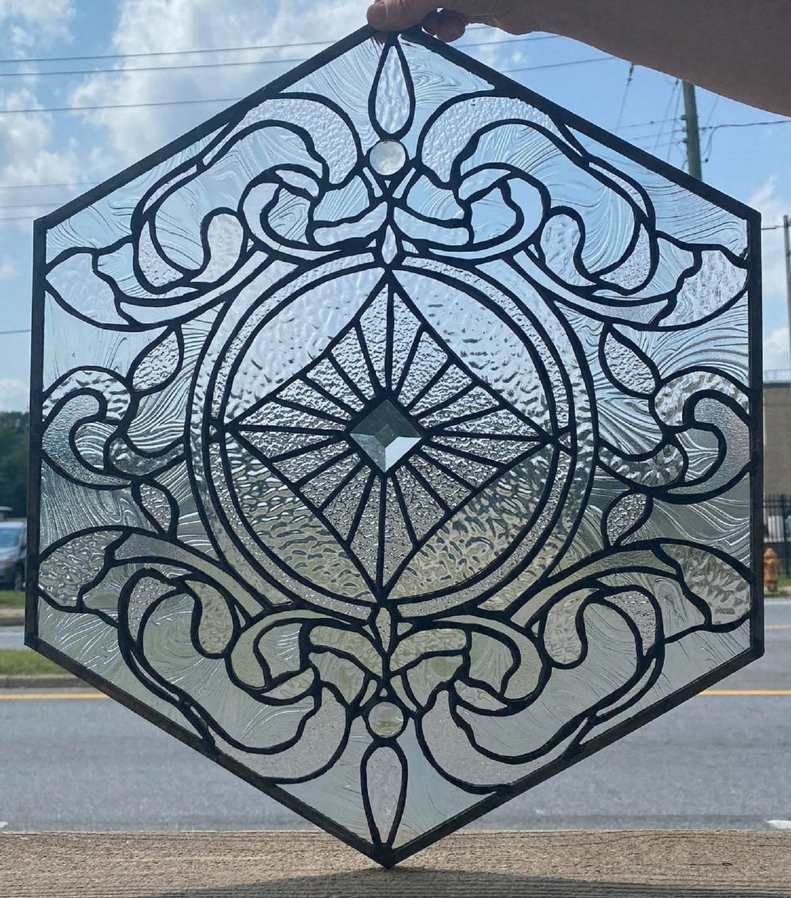 Stained Glass Window W-455 Classic Hexagon - Etsy