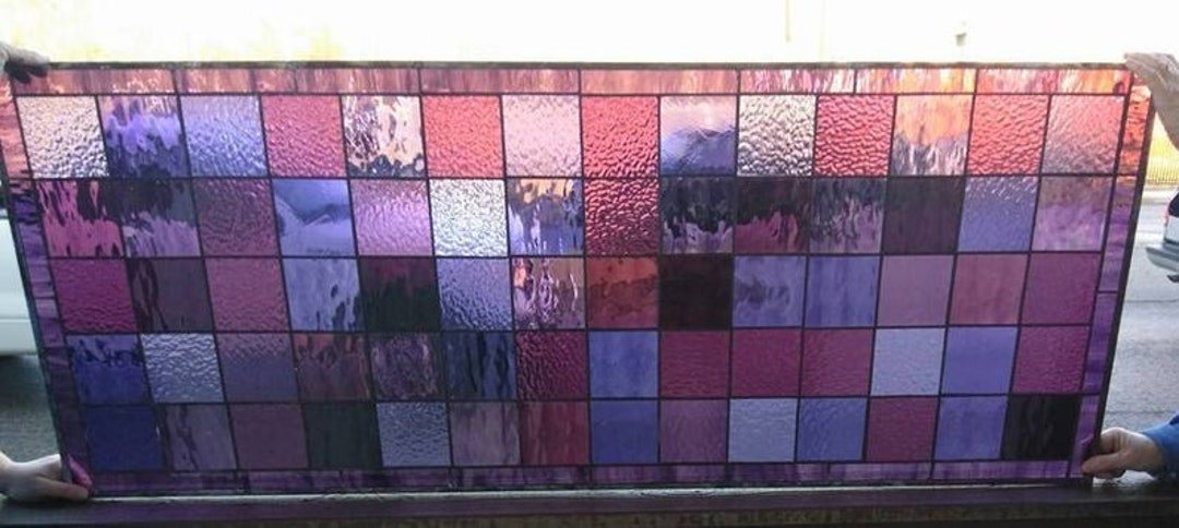 Stained Glass Window - W-59 Purple Squares - Etsy