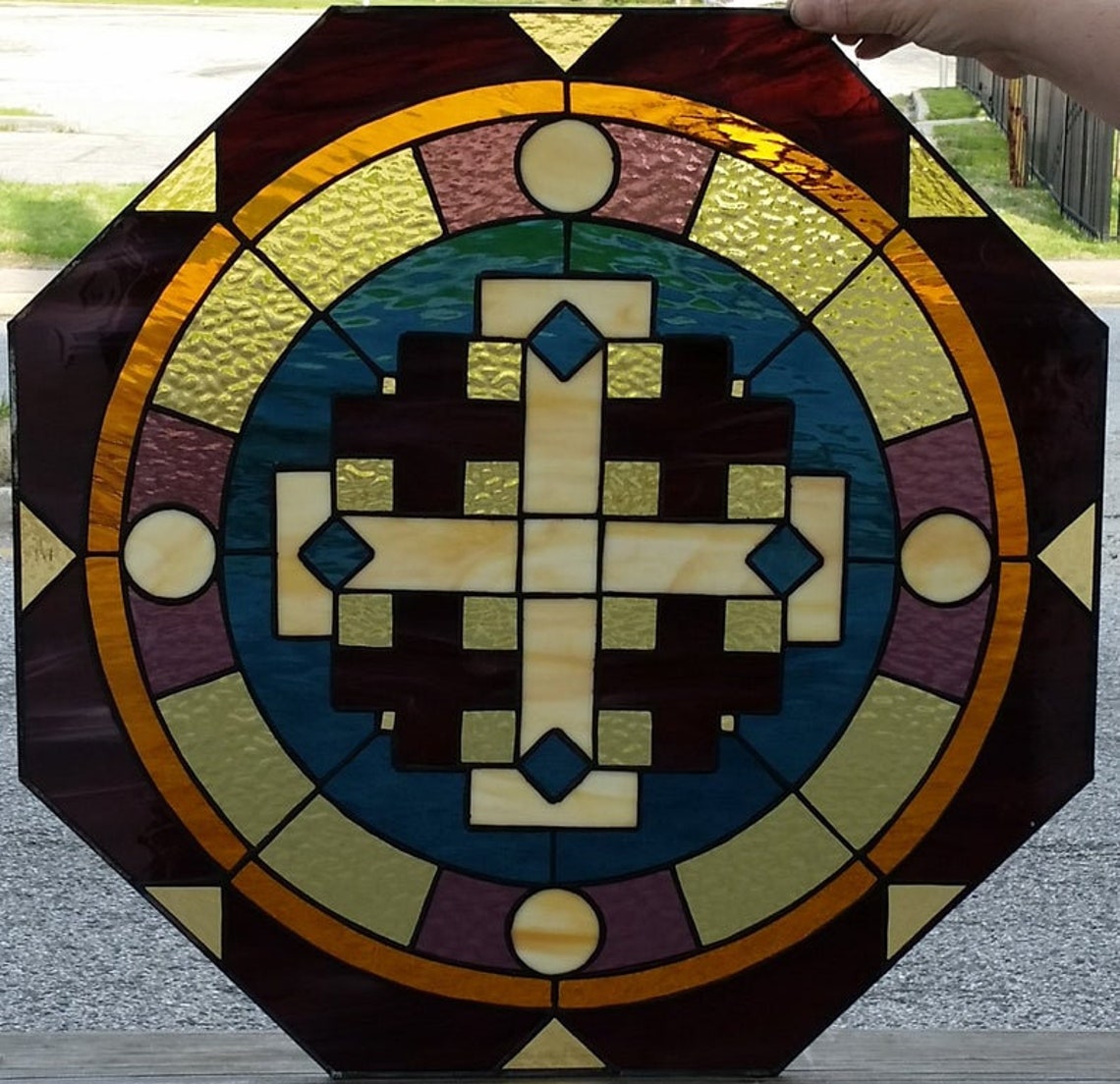 Stained Glass Window W-93 Colorful Octagon - Etsy