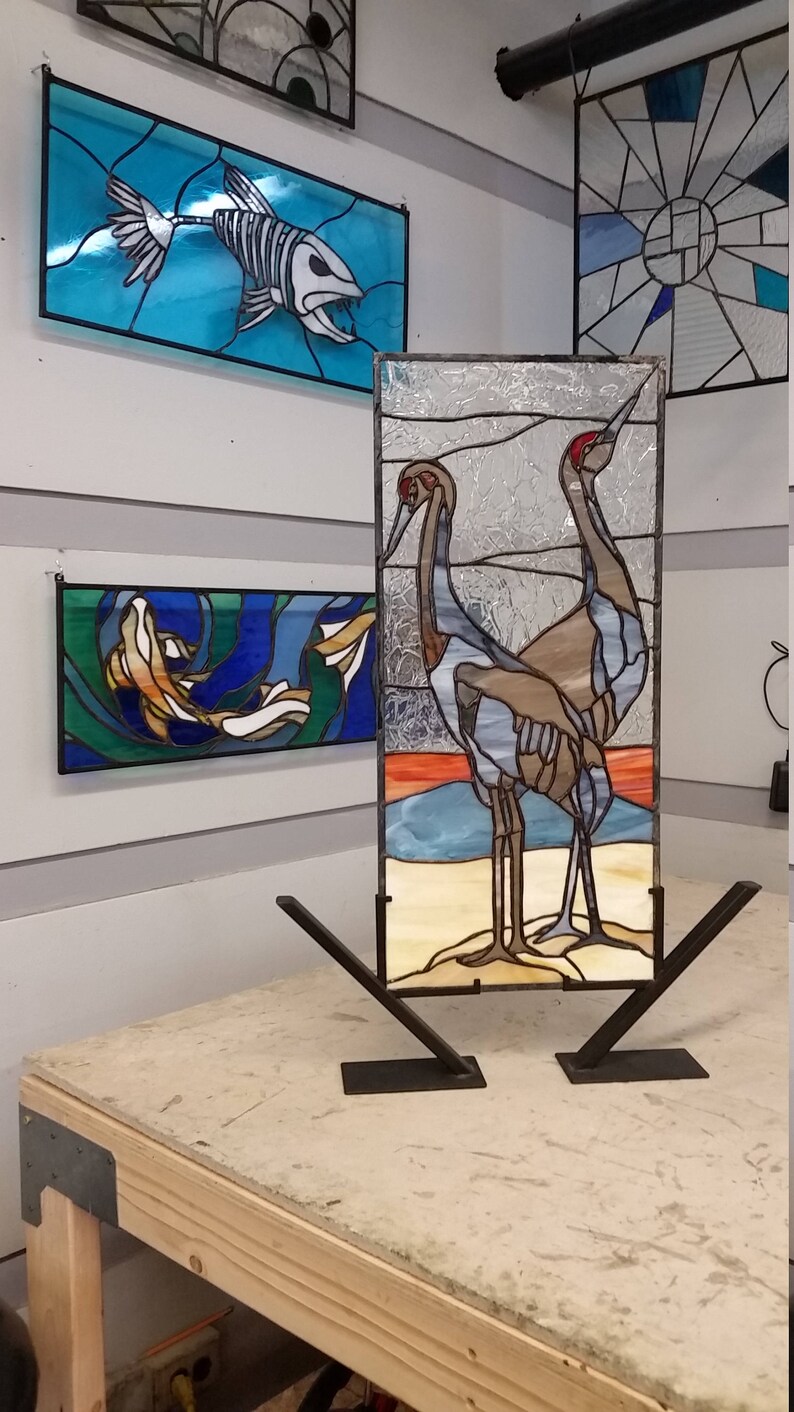 Stained Glass Cabinet Inserts CI-44 Sand Hill Cranes - Etsy