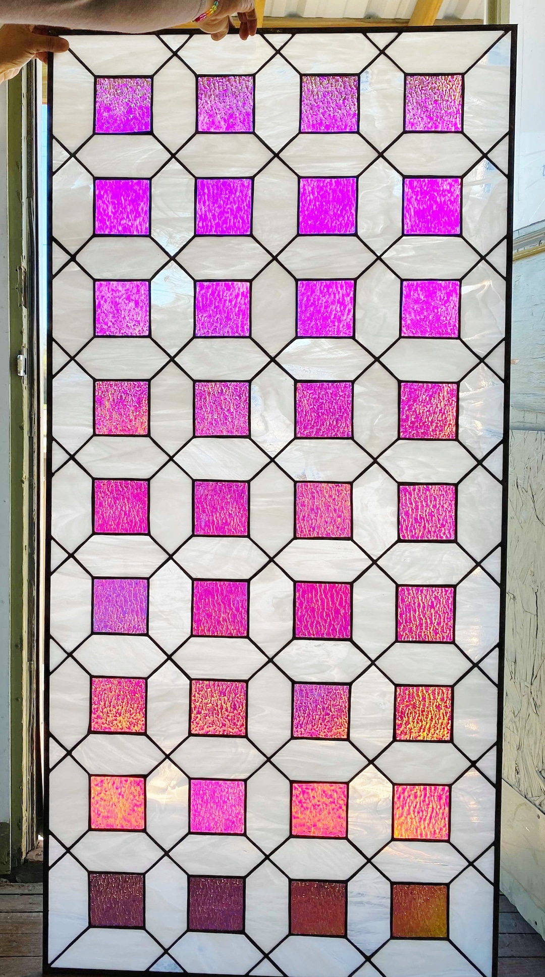 Stained Glass Window - W-414 Pink Dichroic - Etsy