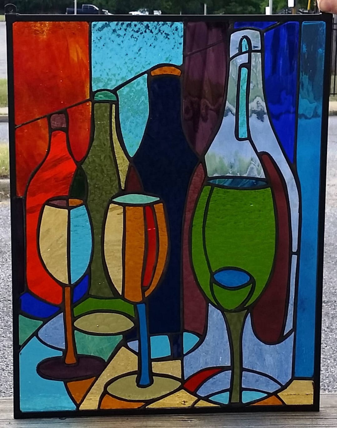Vintage Vibrance: the Sommelier’s Mosaic Stained Glass Hanging Panel P ...