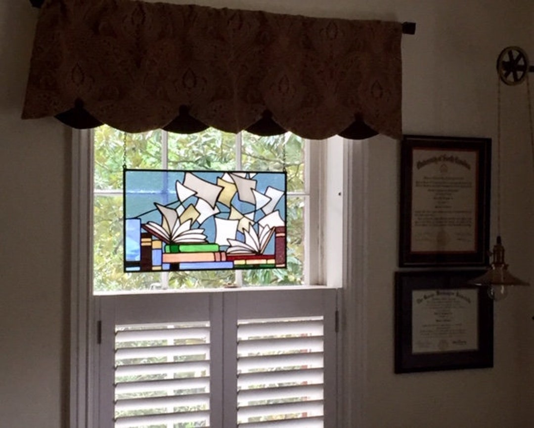 Stained Glass Hanging Panel P-136 Book With Flying Pages - Etsy