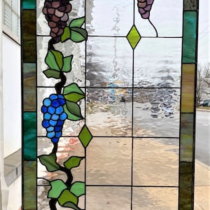 Stained Glass Door Window Grape Vines for Wines - D-54 - Etsy