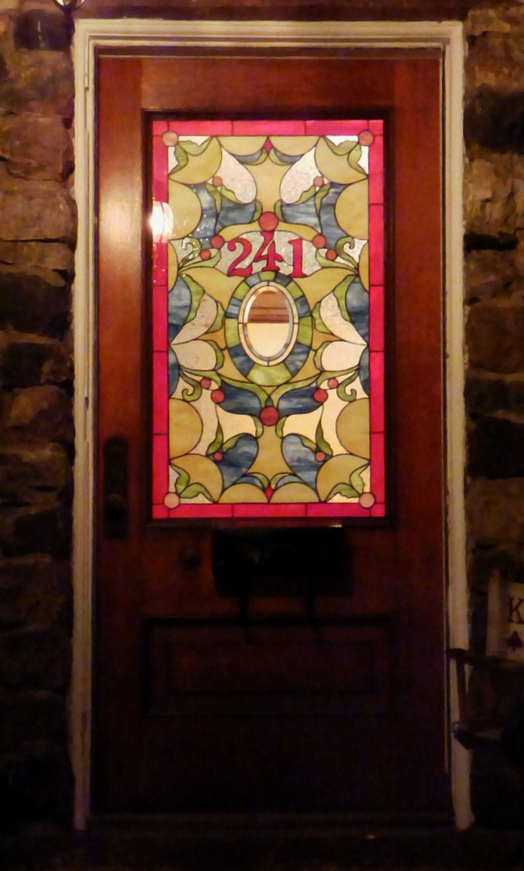 Stained Glass Door Window - D-45 Decorative Opals Leaves - Etsy