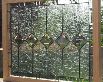 Unique Bevel Cluster Stained Glass Window Horizontal or Verical Display ...