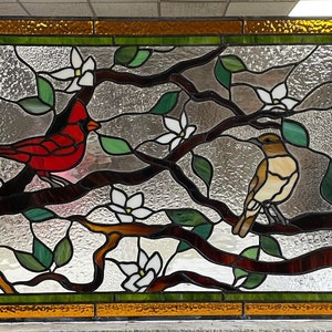 Stained Glass Window Panel - P-301 Birds Among Branches - Etsy