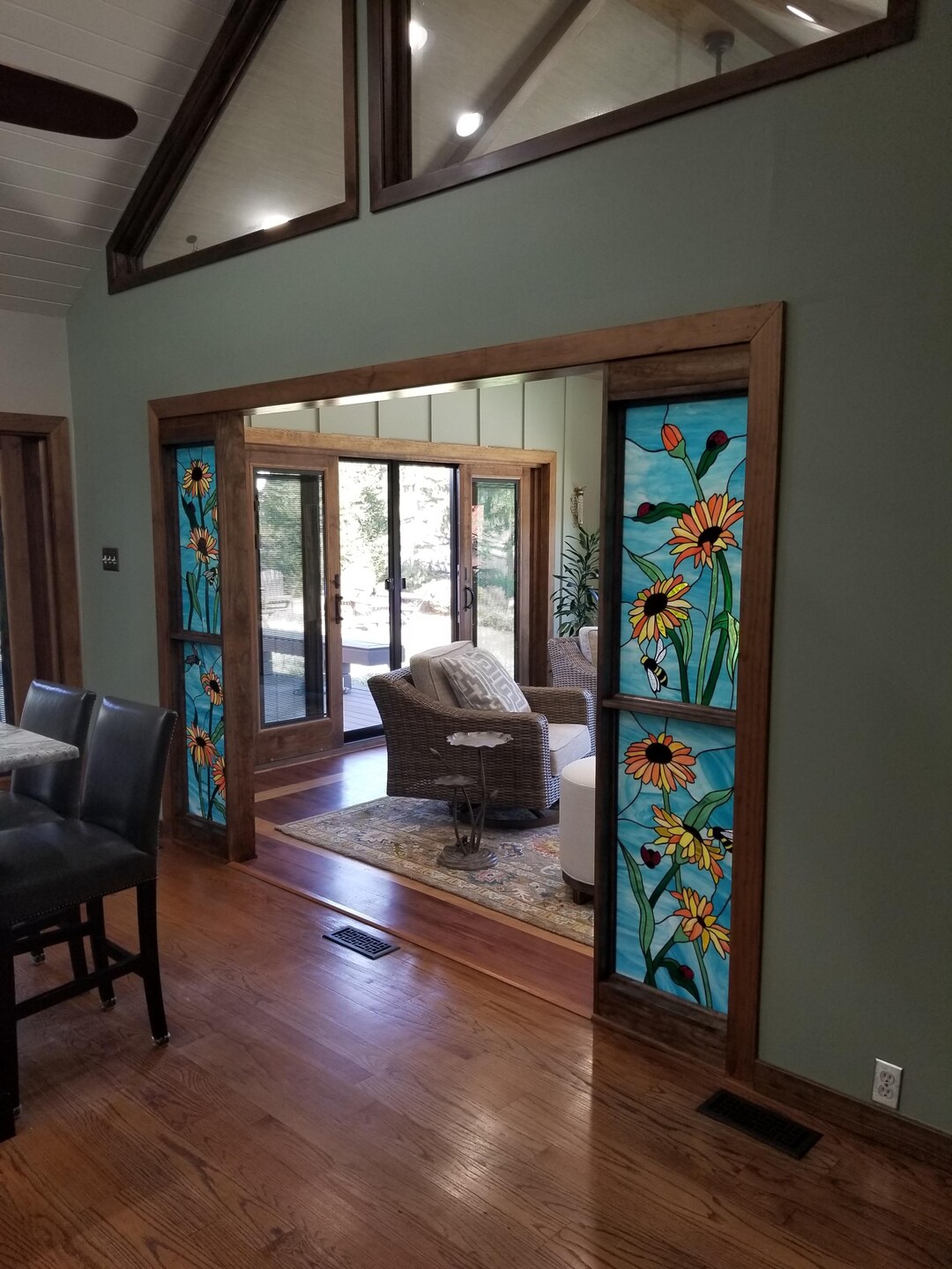 Stained Glass Windows Set Sunflower Fields W-545 - Etsy