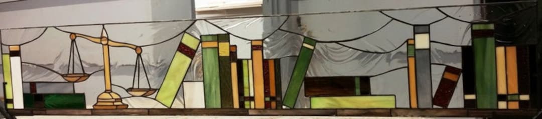 Scales of Justice & Wisdom Stained Glass Window Panel W-120 - Etsy