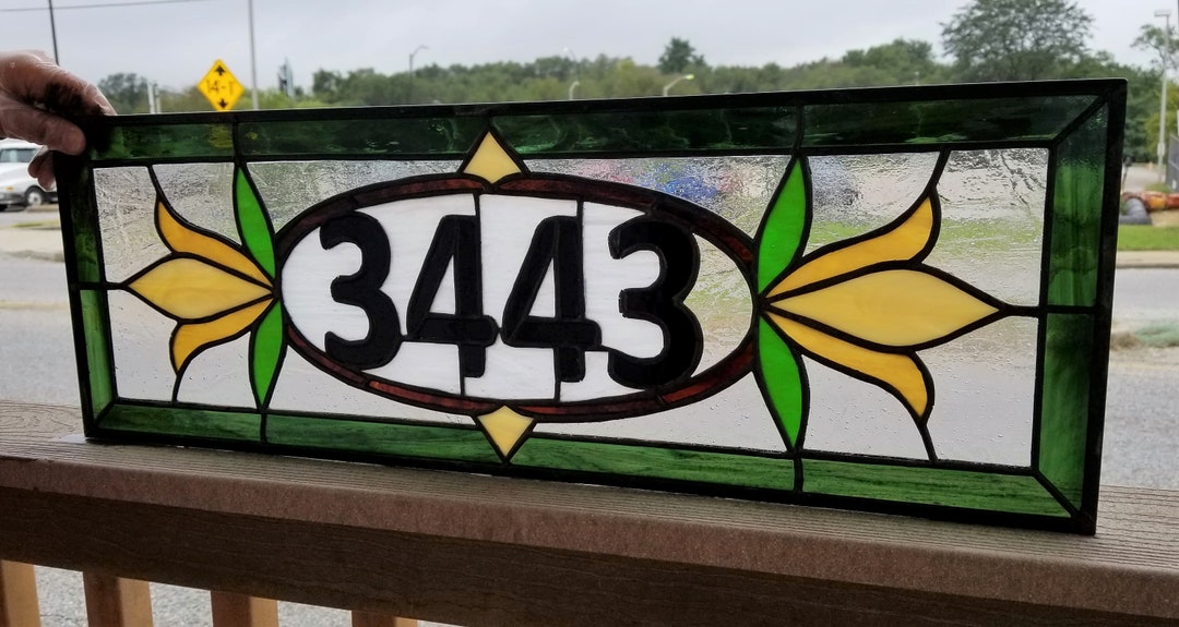 Stained Glass Address Marker - AM-211 - Delicate and Simple - Etsy