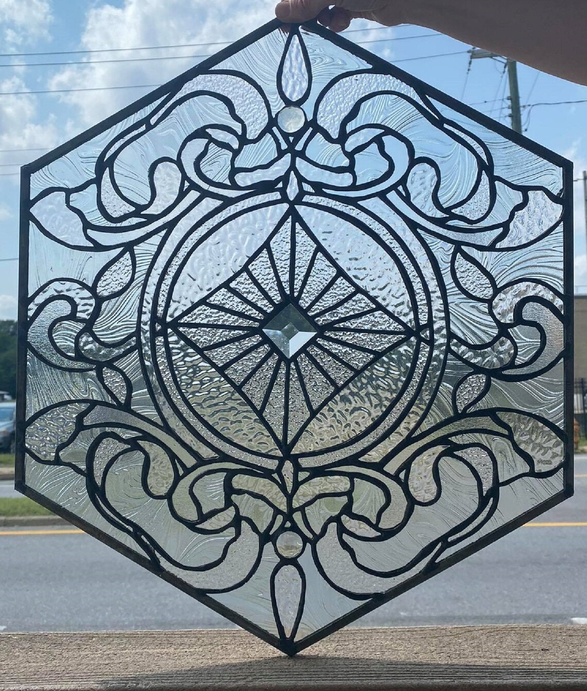 Stained Glass Window W-455 Classic Hexagon - Etsy