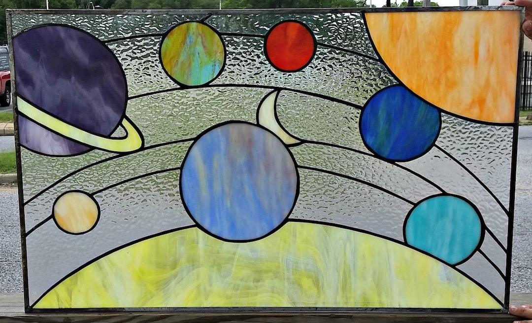 Stained Glass Transom Window - TW-113 Outer Space Themed - Etsy