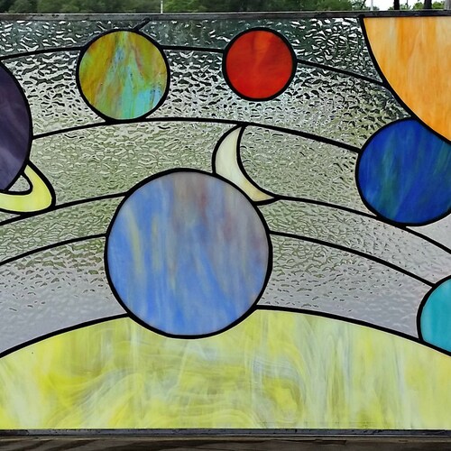 Stained Glass Transom Window TW-113 Outer Space Themed - Etsy