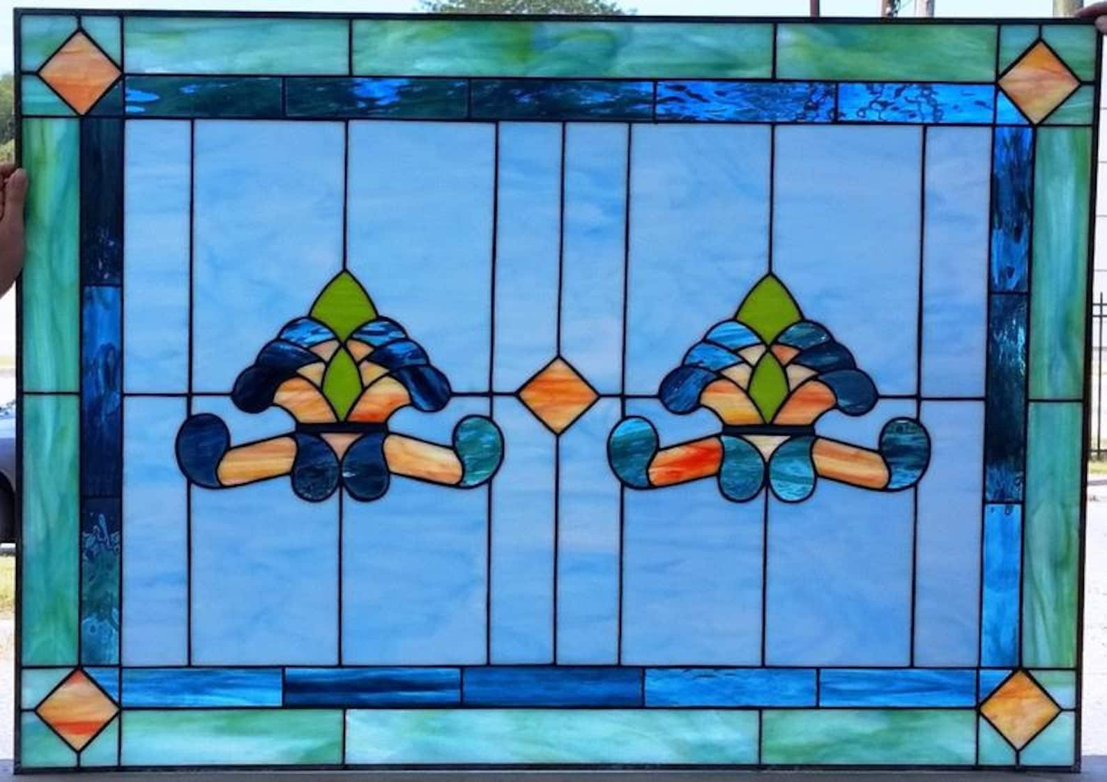 Stained Glass Window - W-89 Traditional Opals 2 - Etsy